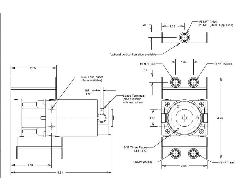 1000 Series Custom Mini Gas Diaphragm Vacuum Pumps | Dynaflo, Inc.